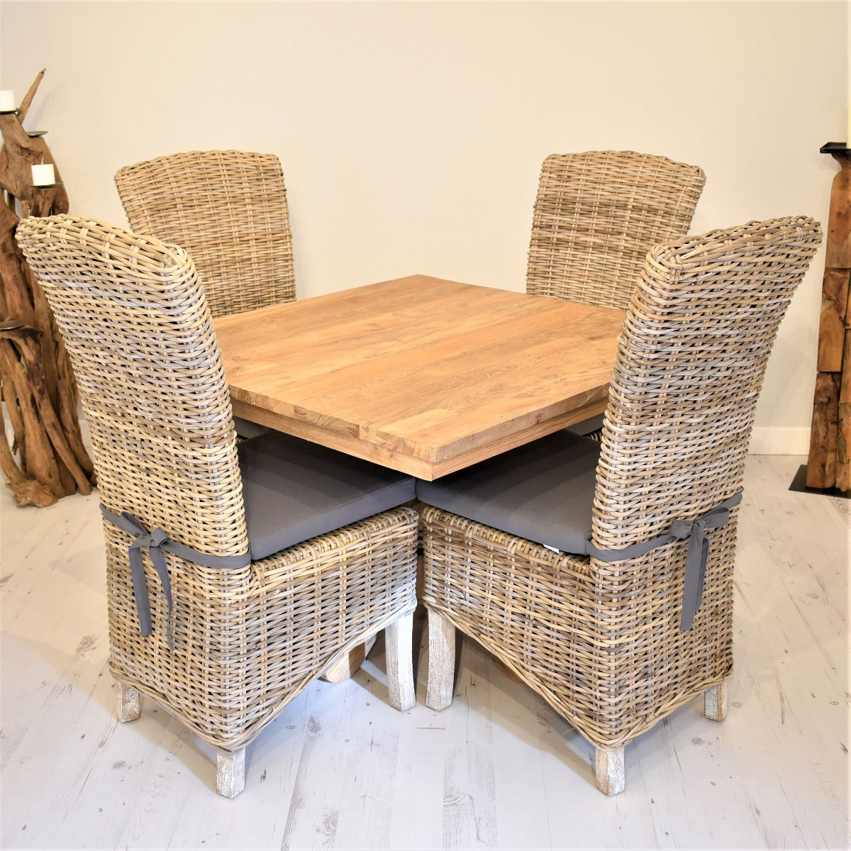 Square Reclaimed Teak Dining Table Available in 80cm 100cm