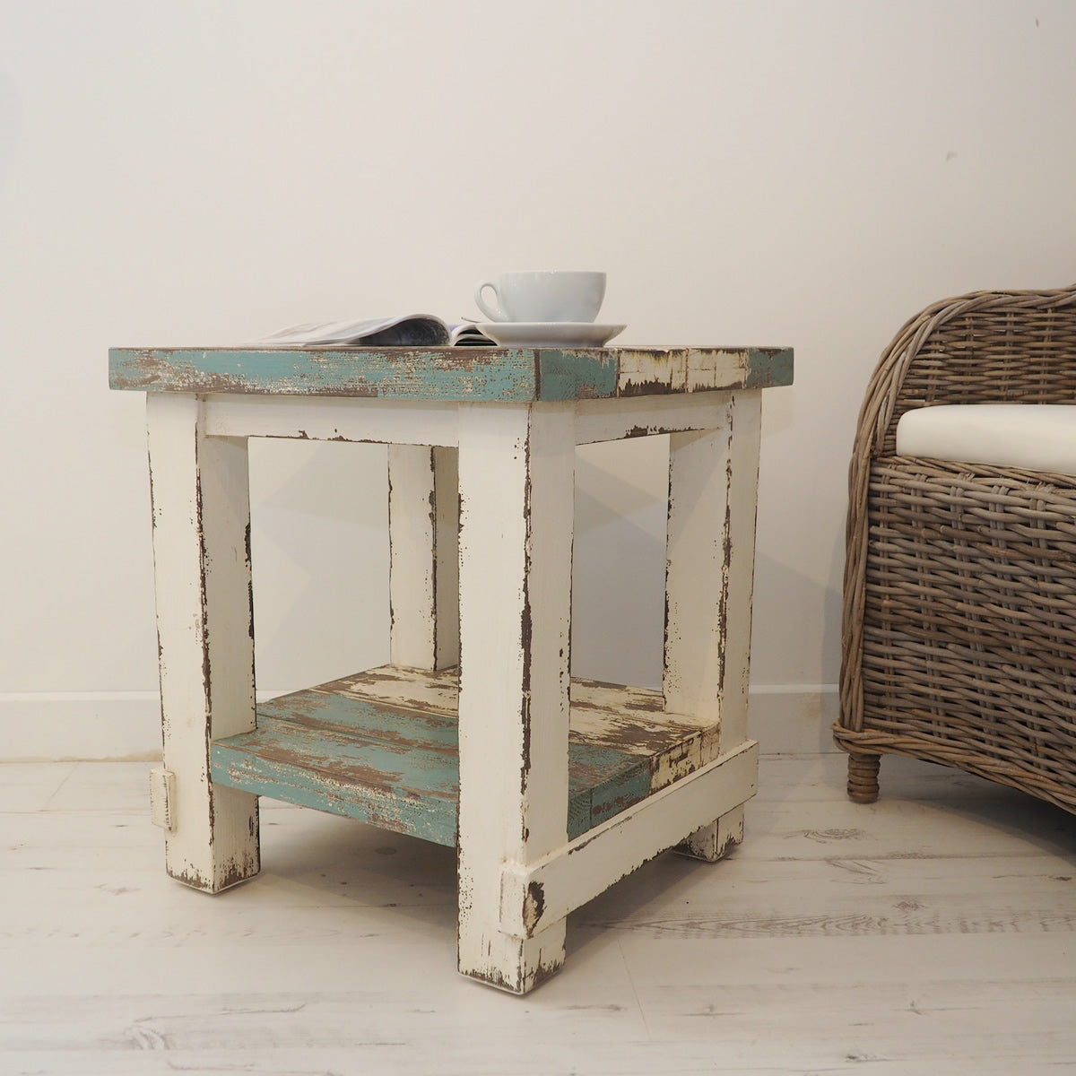 Reclaimed Pine Side Table – Rustic House Cornwall